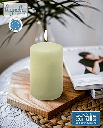 Hyoola Ivory Pillar Candles 3x5 Inch - Unscented Pillar Candles - 6-Pack - European Made