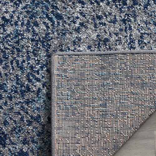SAFAVIEH Madison Collection 8' x 10' Navy / Silver MAD604G Glam Ogee Trellis Distressed Non-Shedding Living Room Bedroom Dining Home Office Area Rug