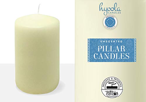 Hyoola Ivory Pillar Candles 3x5 Inch - Unscented Pillar Candles - 6-Pack - European Made
