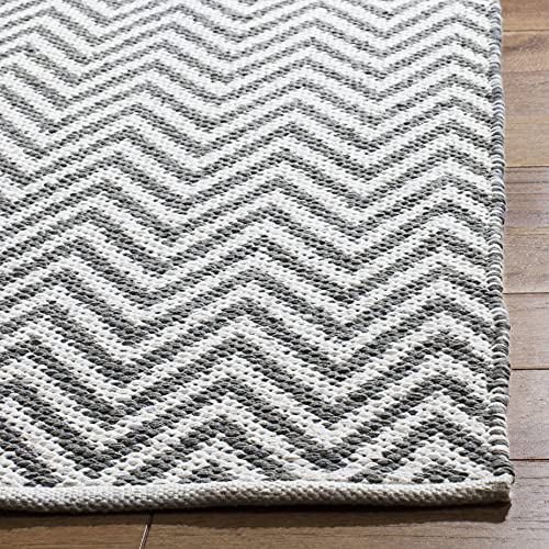 SAFAVIEH Montauk Collection 2'3" x 9' Grey/Ivory MTK812A Handmade Chevron Cotton Runner Rug