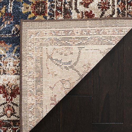 SAFAVIEH Bijar Collection 4' x 6' Royal / Ivory BIJ650B Traditional Oriental Distressed Non-Shedding Living Room Bedroom Accent Rug