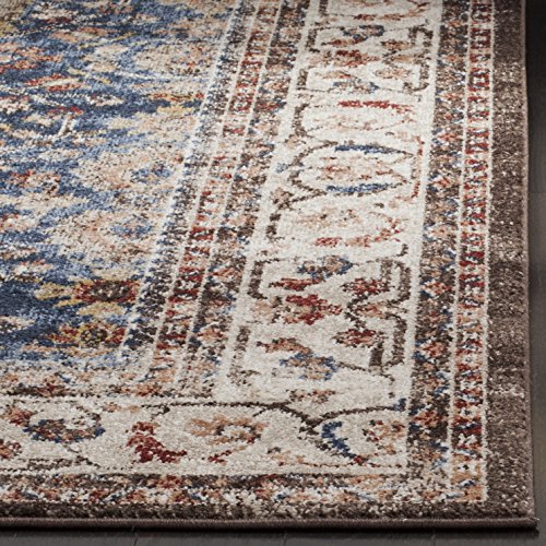 SAFAVIEH Bijar Collection 4' x 6' Royal / Ivory BIJ650B Traditional Oriental Distressed Non-Shedding Living Room Bedroom Accent Rug
