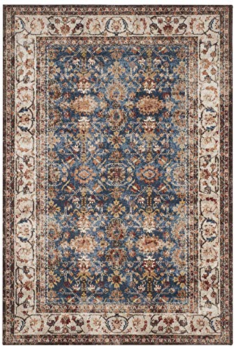 SAFAVIEH Bijar Collection 4' x 6' Royal / Ivory BIJ650B Traditional Oriental Distressed Non-Shedding Living Room Bedroom Accent Rug