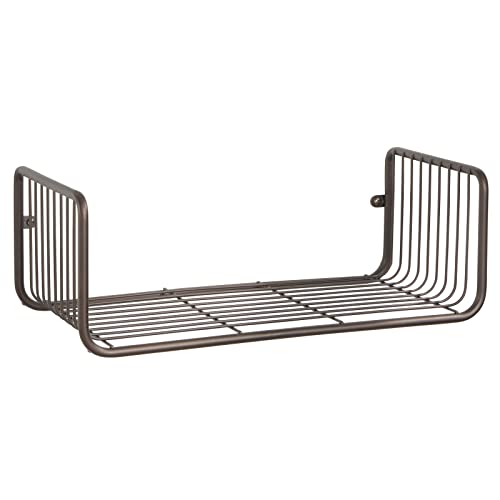 mDesign Wide Metal Wire Farmhouse Wall Decor Storage Organizer Shelf for Entryway, Hallway, Mudroom, Bedroom, Bathroom, Laundry Room - Wall Mount - Bronze