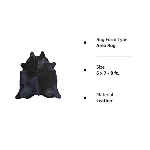 Genuine Black Cowhide Rug XL Size 6 x 7-8 ft. 180 x 240 cm