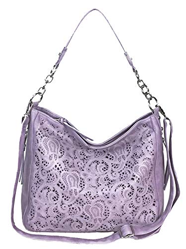 ZzFab Laser Cut Bling Hobo fashion CCW Bag Faux Leather Concealed Carry Purse Lavender
