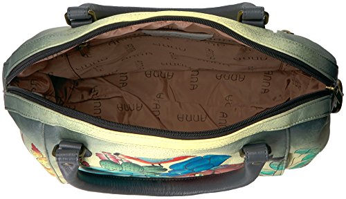 Anna by Anuschka, Handpainted Leather Zip Top Medium Satchel-succulent Dreams