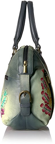Anna by Anuschka, Handpainted Leather Zip Top Medium Satchel-succulent Dreams
