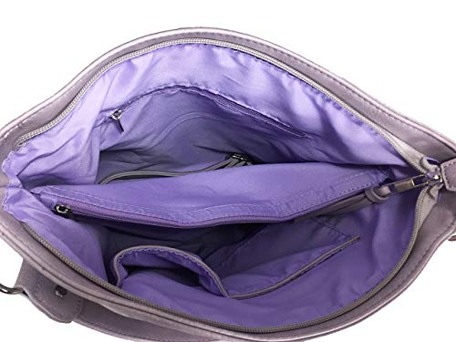 ZzFab Laser Cut Bling Hobo fashion CCW Bag Faux Leather Concealed Carry Purse Lavender