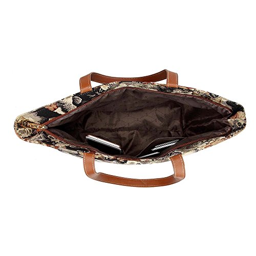 Signare Tapestry Shoulder Bag Tote Bag for Women with Cat Design (SHOU-CAT)
