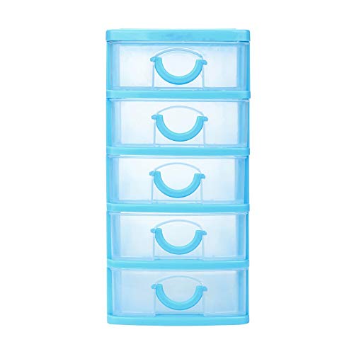 AKIMPE Desktop Storage Box Drawer Foldable Large Cubes Collapsible Fabric Basket Organizer Containers Bins Tote with Dual Handles for Cloth Home Nursery Office Toys Closet Shelf Sky Blue 4