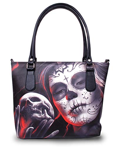 Liquorbrand Eternal Shoulder Tote Bag and Coin Purse Handbag & Zipper Pouch | Sugar Skull Dia De Los Muertos Dark Gothic Design