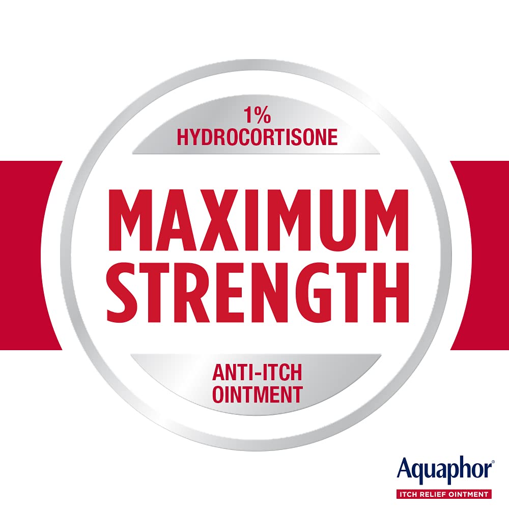 Aquaphor Itch Relief Ointment, Maximum Strength 1% Hydrocortisone, Relieves Itch from Skin Irritation, Insect Bites, Psoriasis, Skin Rashes, Eczema, & Poison Ivy, 2 oz