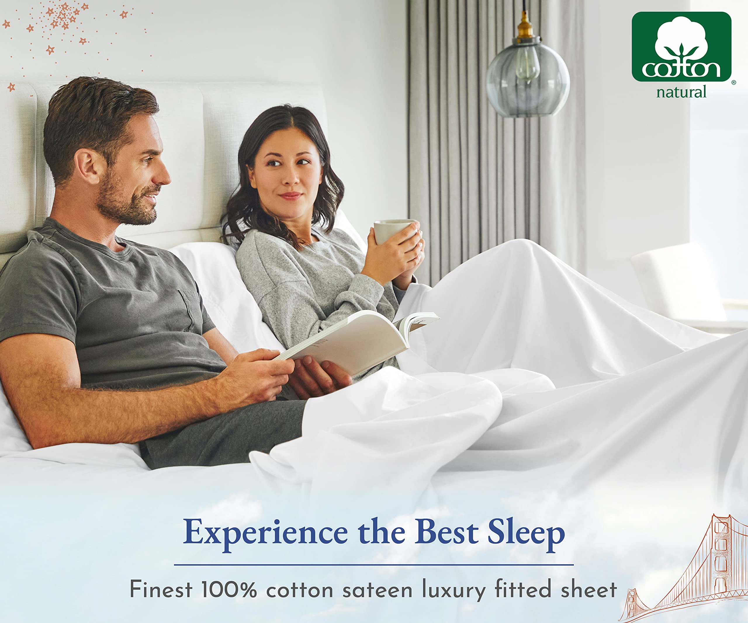 California Design Den Fitted Sheet for King Size Bed, Deep Pocket Soft 400 Thread Count 100% Cotton Sateen, No Pop-Off Elastic, Durable Hotel Quality Bedding, 1 Fitted Sheet Only (King, Sage Green)