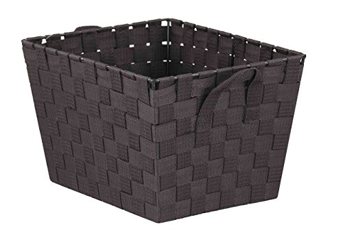 Home Basics Non-Woven Strap Handle Bin (Brown, Medium)