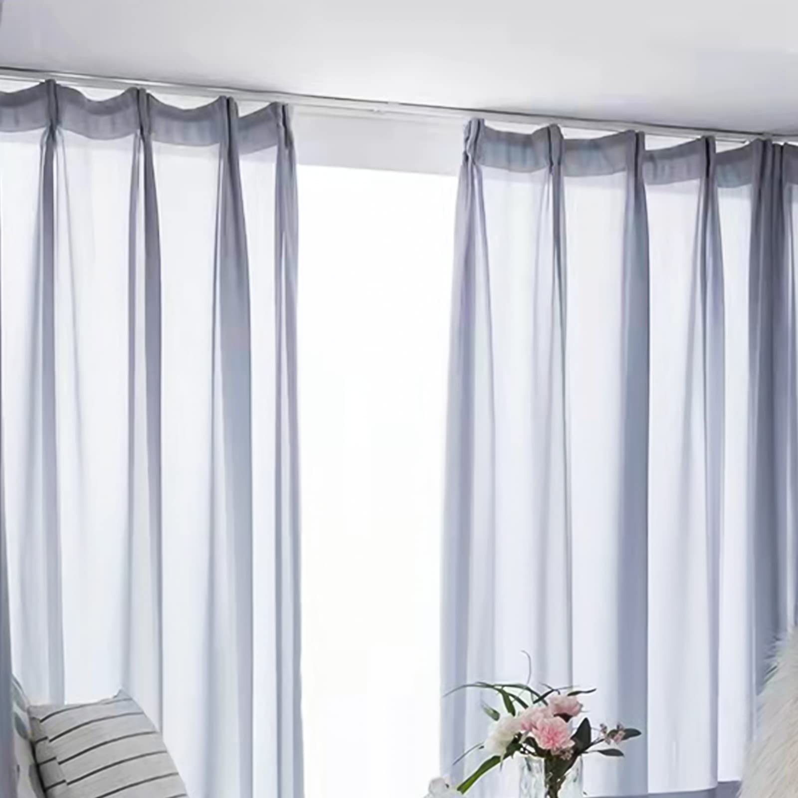 6ft Ceiling Track for Curtains, Never Rust & Enough Rollers and Hooks & Slide Quietly Curtain Track Rail for Window: Suitable for Bathroom, Shower Room, Bedroom, Hospital, RV, Camper