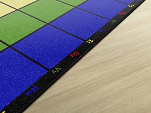 Flagship Carpets Learning Grid Colorful Numbers and Letters Kids Seating Area Rug for Classroom, Play Area Mat, Home Learning or Kids Room Carpet, 7'6" x 12', Seats 24