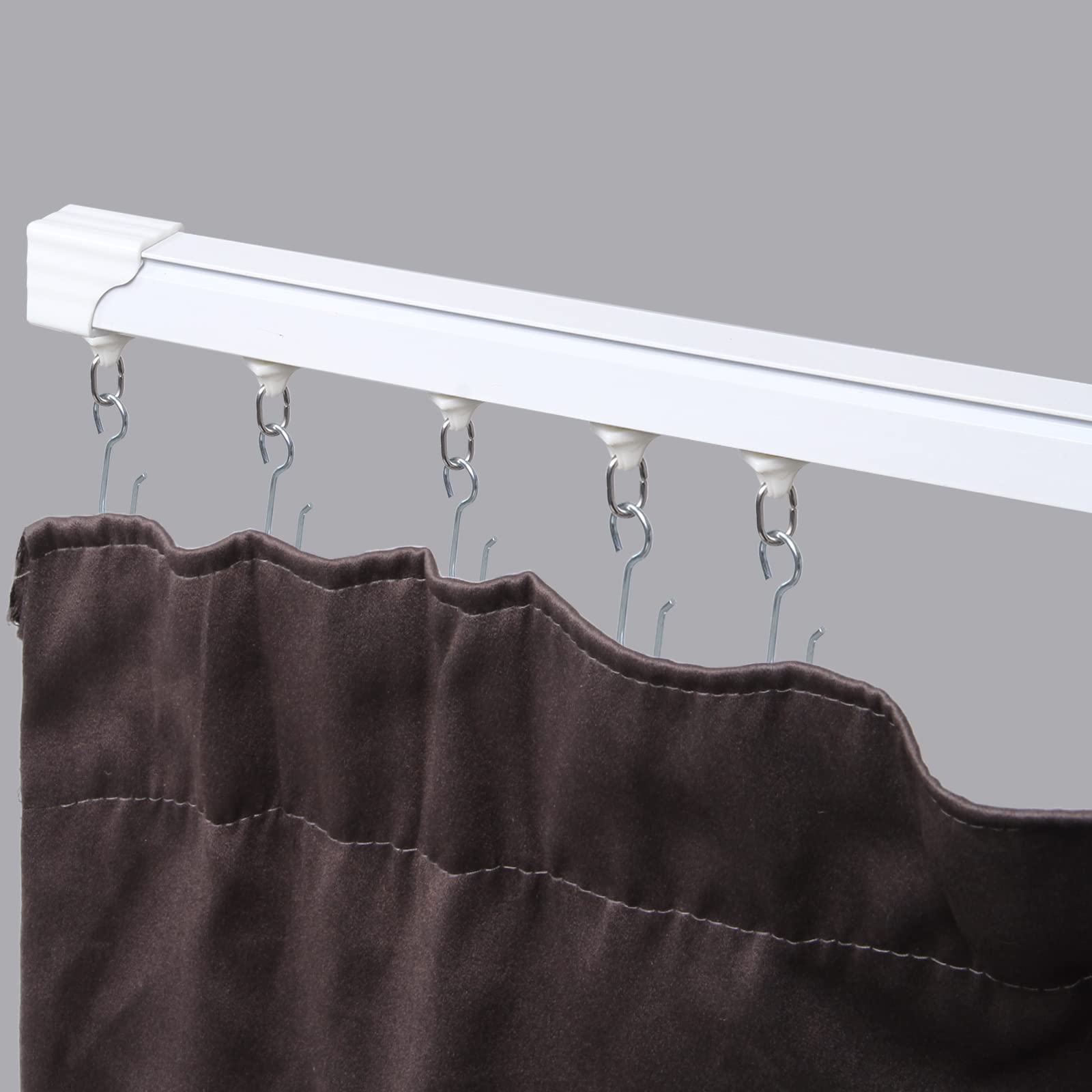 6ft Ceiling Track for Curtains, Never Rust & Enough Rollers and Hooks & Slide Quietly Curtain Track Rail for Window: Suitable for Bathroom, Shower Room, Bedroom, Hospital, RV, Camper