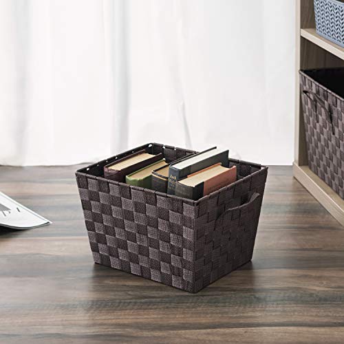 Home Basics Non-Woven Strap Handle Bin (Brown, Medium)