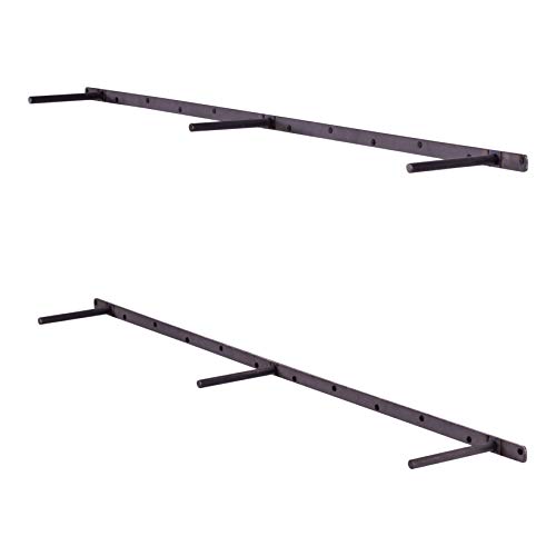DAKODA LOVE 48" x 8" Butcher Block Solid Wood Floating Shelves | Premium Handmade Quality | Easy Hidden Bracket Wall Mount | Farmhouse Rustic Pine | Set of 2 (Bourbon)