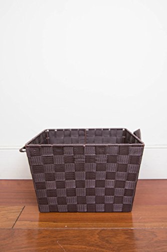 Home Basics Non-Woven Strap Handle Bin (Brown, Medium)
