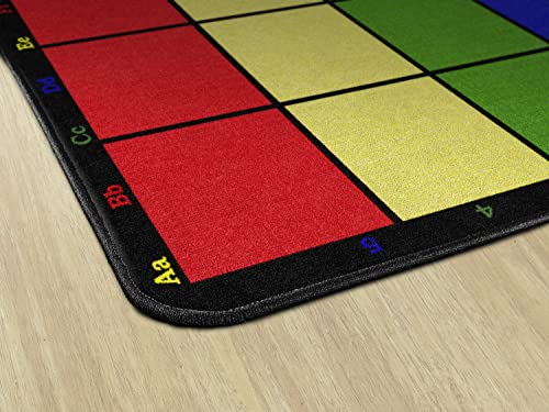 Flagship Carpets Learning Grid Colorful Numbers and Letters Kids Seating Area Rug for Classroom, Play Area Mat, Home Learning or Kids Room Carpet, 7'6" x 12', Seats 24
