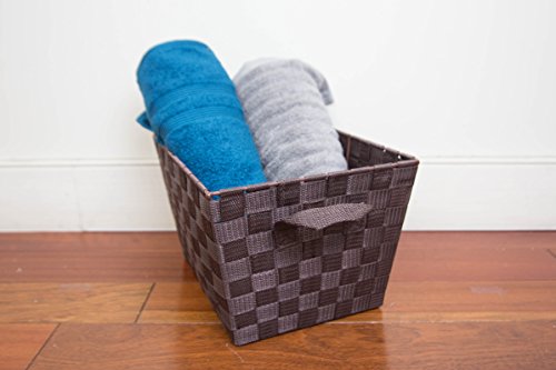 Home Basics Non-Woven Strap Handle Bin (Brown, Medium)