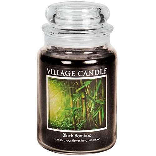 Village Candle Black Bamboo 26 oz Glass Jar Scented Candle, Large