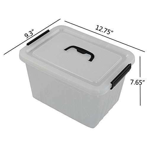 Anbers 1 Pack Plastic Box with Handle, 12 Quart Clear Bin with Lid