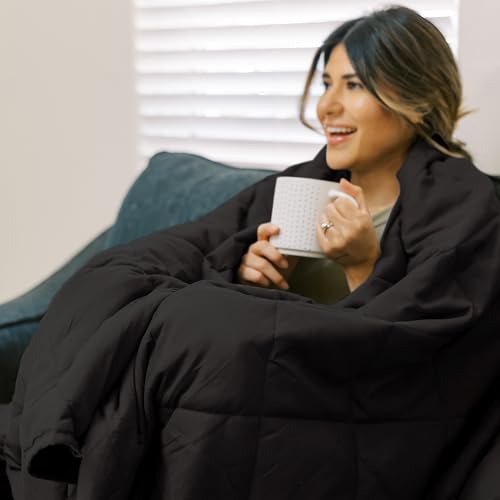 Homesmart Weighted Blanket King Size 30 lbs, (Medium Weight), Black 104x92, Oversized Weighted Blanket, Fits Standard and California King Beds