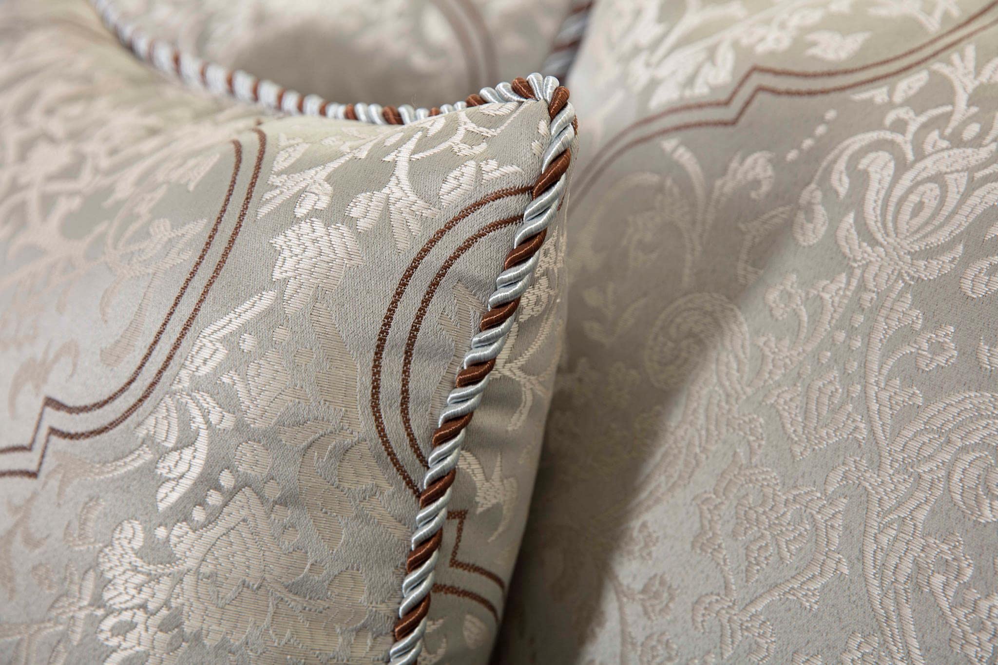 Chezmoi Collection Noelle 7-Piece Cal King Bedding Set Silver Gray Brown Floral Medallion Jacquard Comforter Set, California King Size