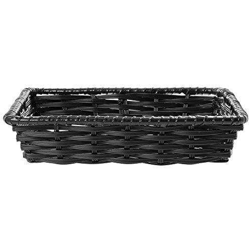 HUBERT® Black Plastic Wicker Basket - 10"L x 12"W x 2 1/2"H