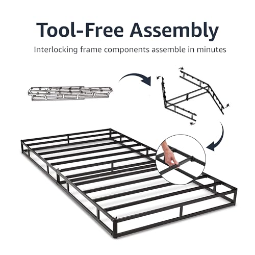 Amazon Basics Smart Box Spring Bed Base, 9-Inch Height Mattress Foundation, Tool-Free Easy Assembly, Cal King, 83"L x 71"W x 9"H, White