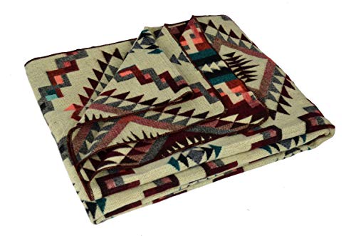 Casa De Alpaca, Handmade Ecuadorean Alpaca Wool Blankets/Throws, Native Patterns (Geometric Red Blue)