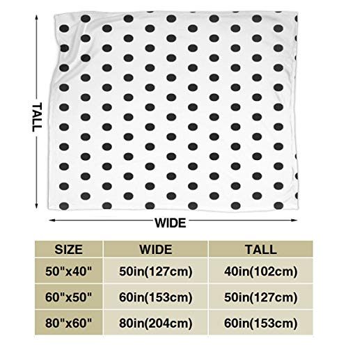 Fleece Plush Throw Blanket Comforter Classic Black White Polka Dot Faux Fur Soft Cozy Warm Fluffy Microfiber Fuzzy Blanket for Bed Couch Sofa Chair Fall Nap Travel Camp Picnic