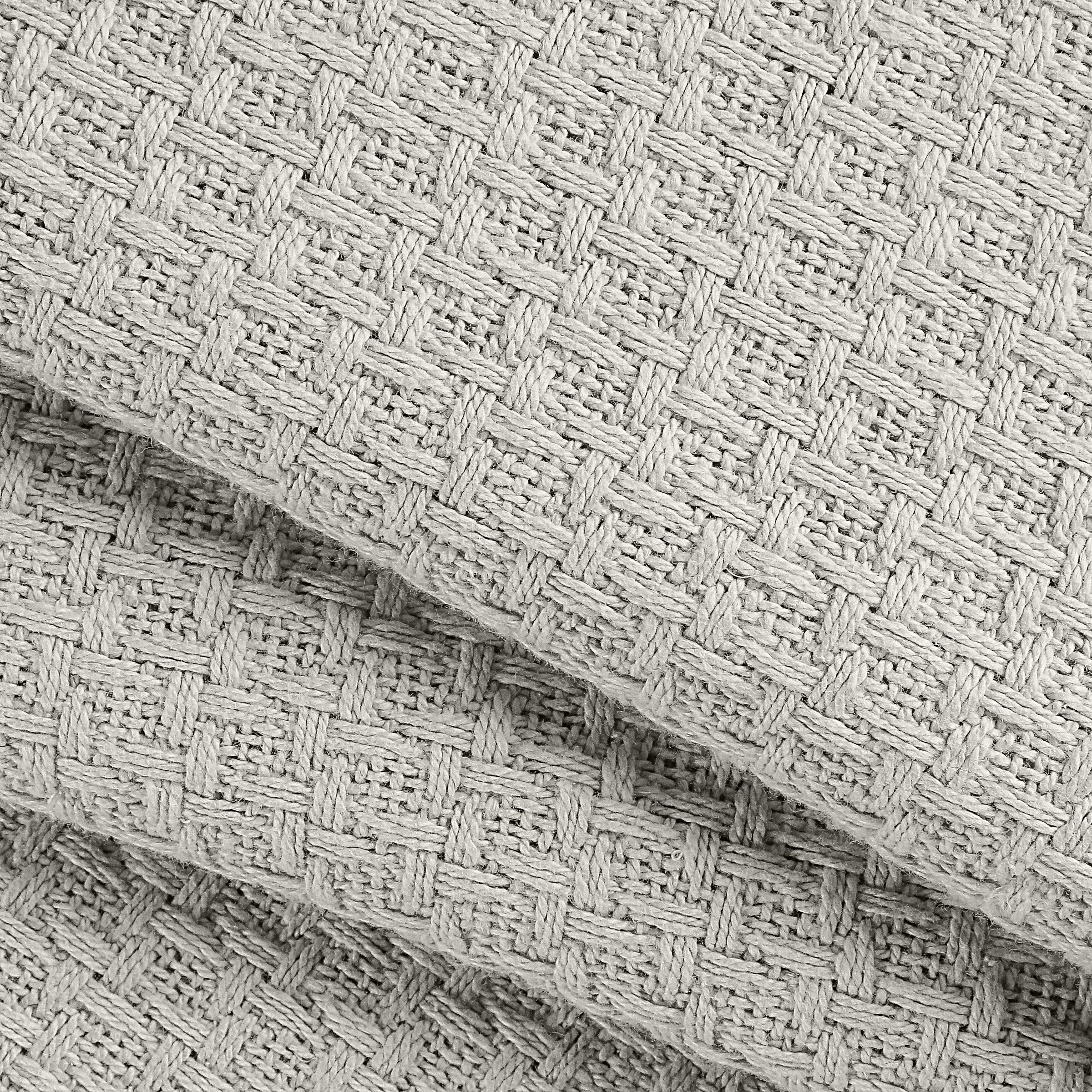 BELIZZI HOME 100% Cotton Bed Blanket, Breathable Bed Blanket Full Queen Size, Cotton Thermal Blankets Full Queen, Perfect for Layering Any Bed for All Season, Light Grey