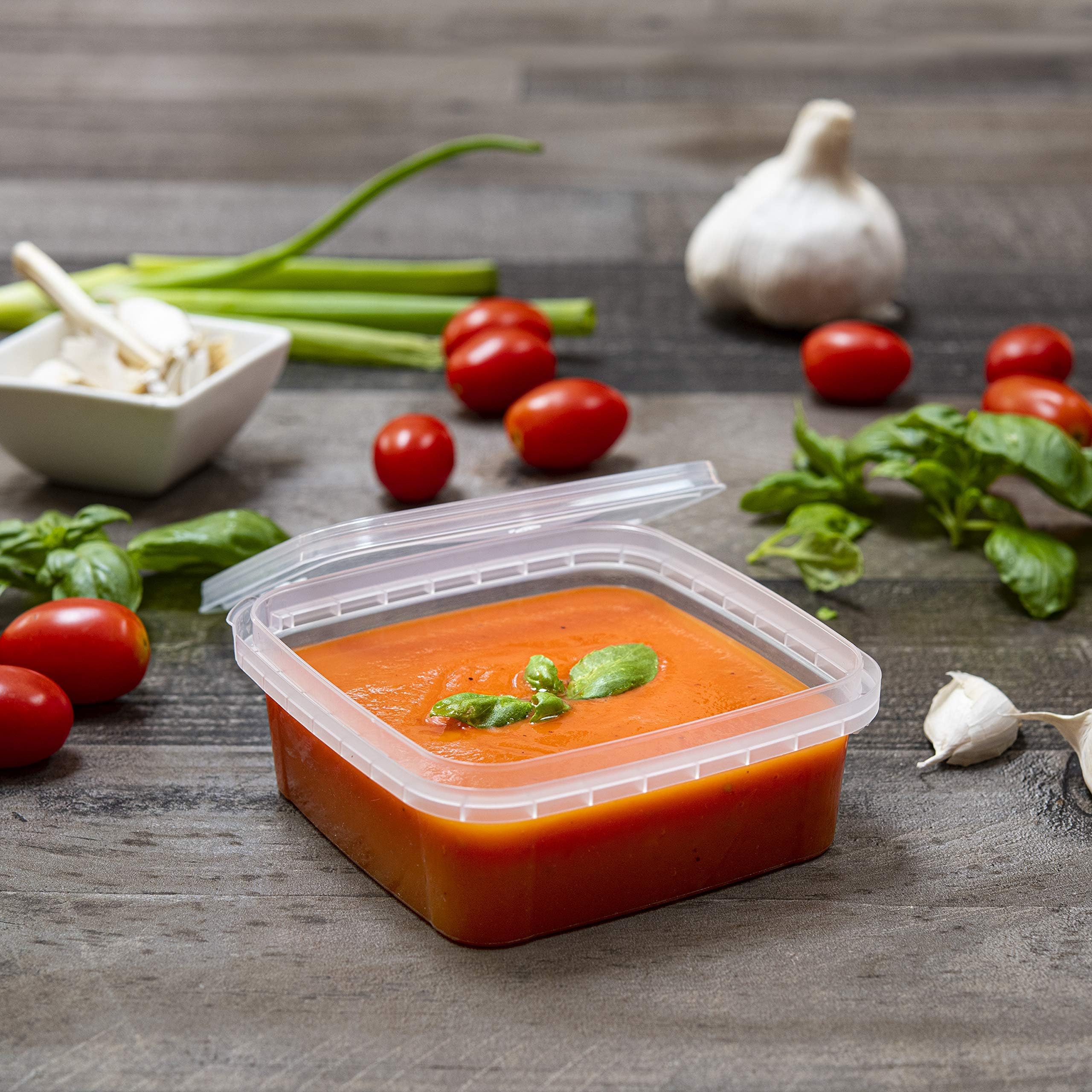 8-oz. Square Clear Deli Containers with Lids | Stackable, Tamper-Proof BPA-Free Food Storage Containers | Recyclable Space Saver Airtight Container for Kitchen Storage, Meal Prep, Take Out | 20 Pack