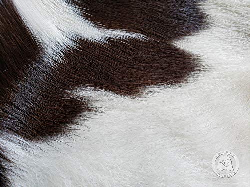 Genuine Calfskin Chocolate Dark Brown and White Calf Hide Cow Skin Cowhide Rug Leather Area Rug 3 x 3 ft.