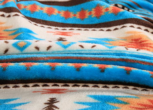 All American Collection Super Soft Ultra Comfort Plush Microfiber Solid Throw Blanket for Couch Home Bedroom Living Room (King, Beverly Blue Southwest)
