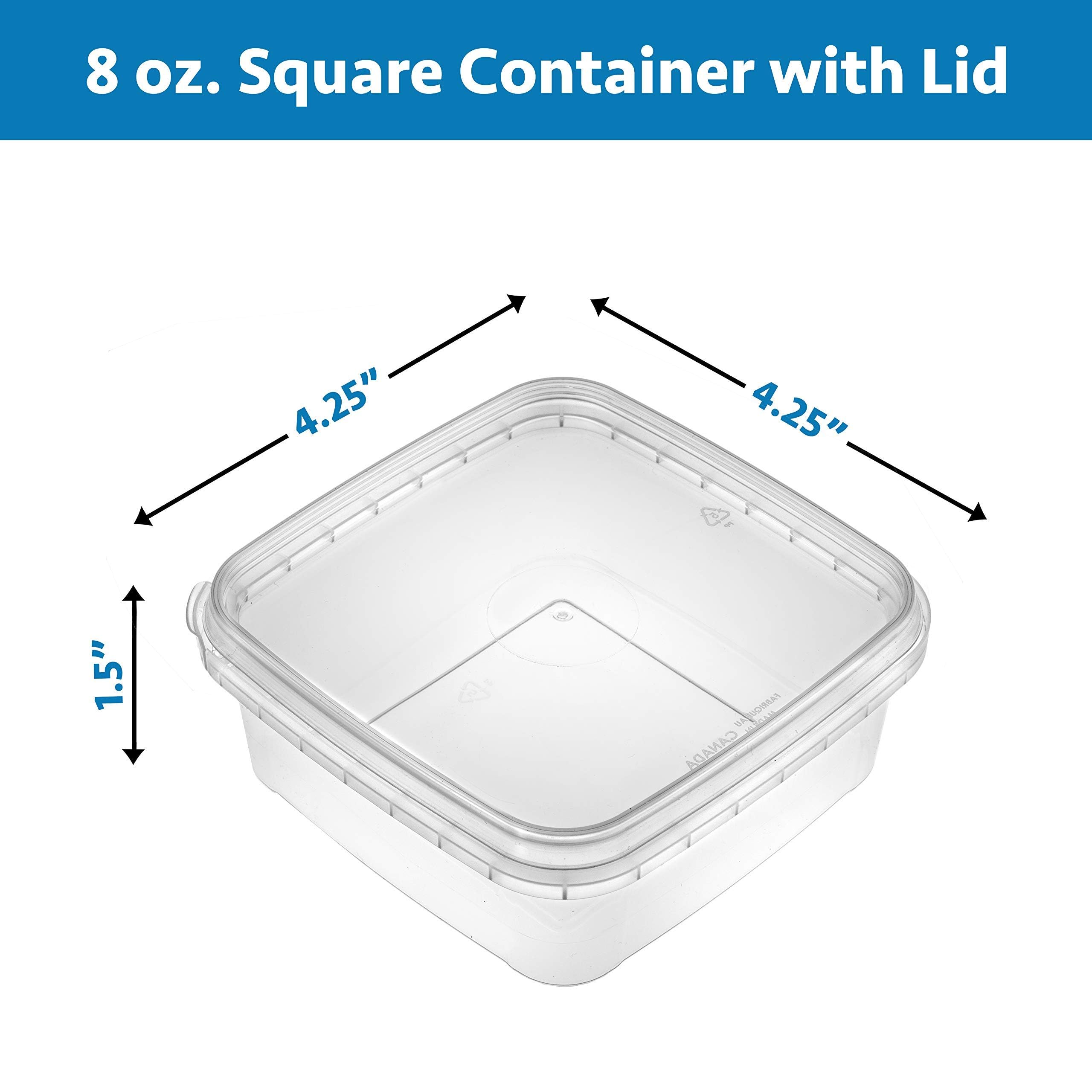 8-oz. Square Clear Deli Containers with Lids | Stackable, Tamper-Proof BPA-Free Food Storage Containers | Recyclable Space Saver Airtight Container for Kitchen Storage, Meal Prep, Take Out | 20 Pack