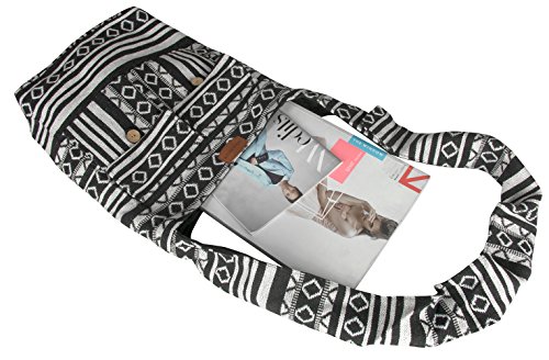 Tribe Azure Aztec Black White Woven Handmade Crossbody Hobo Women Shoulder Bag Sling Casual Large