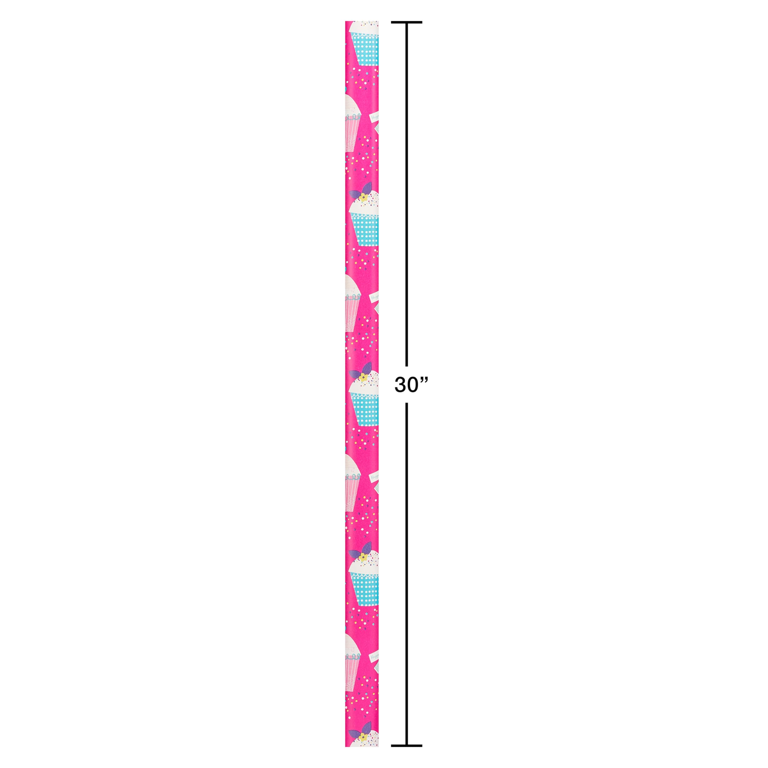 American Greetings Reversible Birthday Wrapping Paper, Floral, Cupcakes, and Polka Dots (4 Rolls, 120 sq. ft)