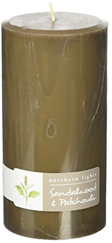 Northern Lights Candles Sandalwood & Patchouli Fragrance Palette Pillar Candle, 3 x 6