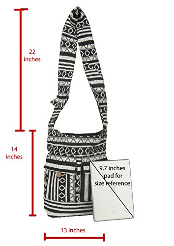 Tribe Azure Aztec Black White Woven Handmade Crossbody Hobo Women Shoulder Bag Sling Casual Large