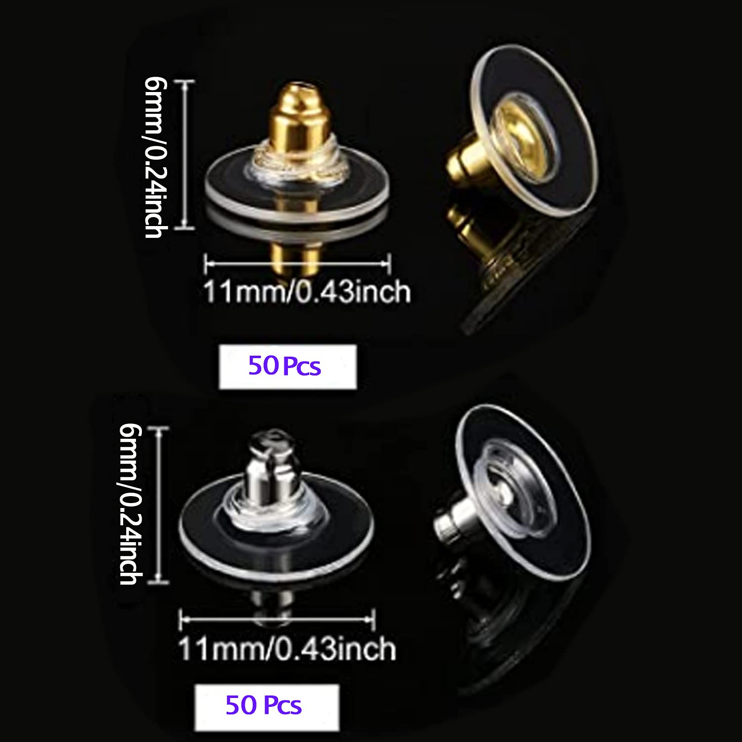 Earring Backs,Back Earrings Fishhook Earring Backs for Droopy Ears Earring Backs Replacements Bullet Clutch Back Earrings Replacement Earring Backs for Heavy Earring (Silver and Gold)