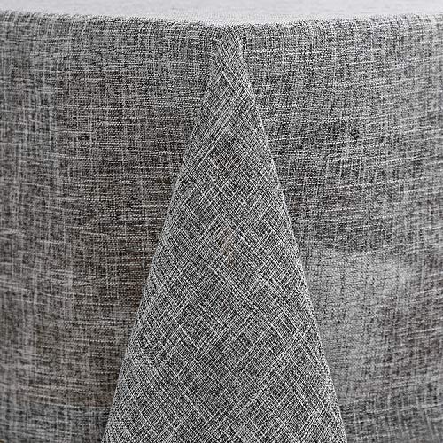 maxmill Flaxy Faux Linen Tablecloth with 2-Tone Slubby Texture Wrinkle Free Anti-Shrink Soft Table Cloth for Kitchen Dining Tabletop for Outdoor and Indoor Use Rectangle 60 x 84 Inch Light Grey