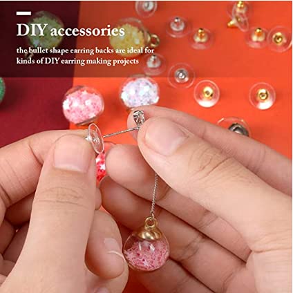 Earring Backs,Back Earrings Fishhook Earring Backs for Droopy Ears Earring Backs Replacements Bullet Clutch Back Earrings Replacement Earring Backs for Heavy Earring (Silver and Gold)
