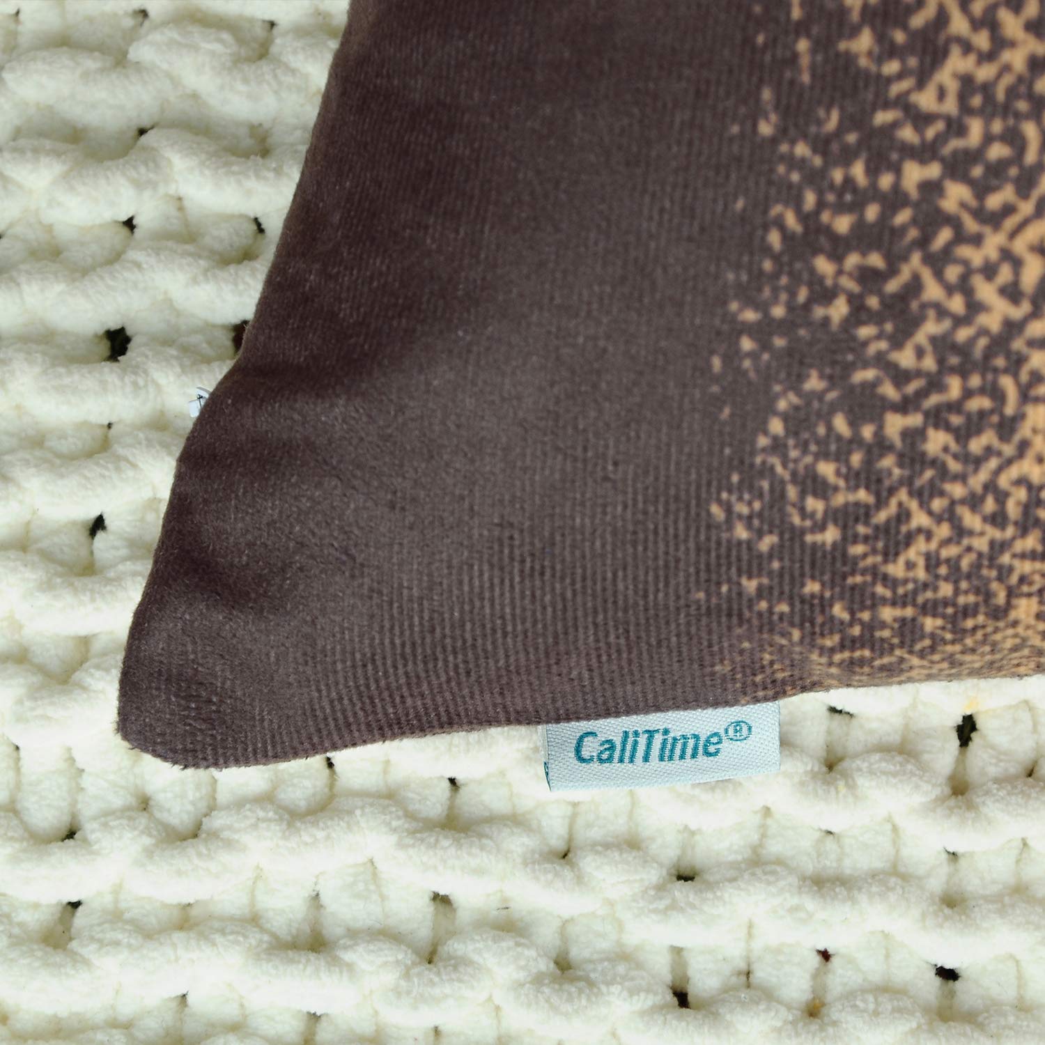 CaliTime Pack of 2 Cozy Fleece Throw Pillow Cases Covers for Couch Bed Sofa Farmhouse Modern Gradient Ombre Rainbow Stripes 20 X 20 Inches Teal to Coffee