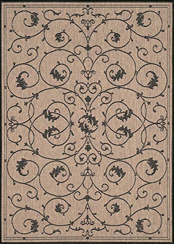 Couristan Recife Veranda 5-Feet 3-Inch by 7-Feet 6-Inch Rug, Cocoa and Black