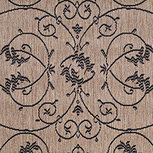Couristan Recife Veranda 5-Feet 3-Inch by 7-Feet 6-Inch Rug, Cocoa and Black